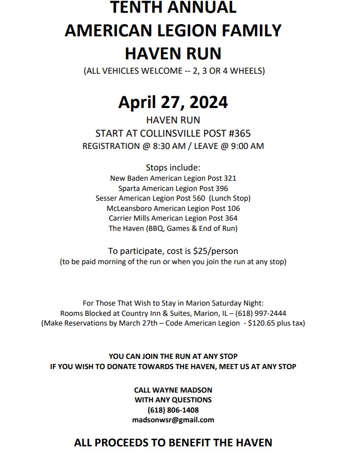 Tenth Annual American Legion Family Haven Run – WRUL-FM